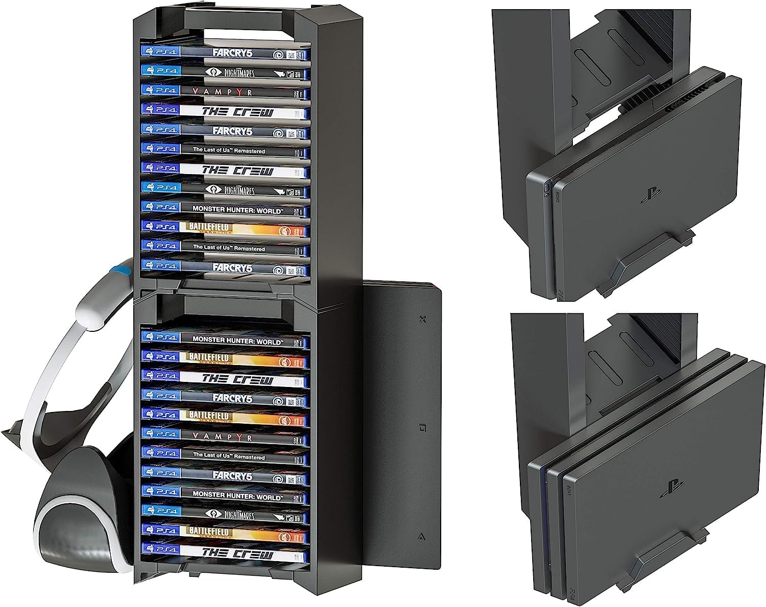 Подставка для дисков 24 штуки Xbox Series One, игровой приставки и наушников или шлема VR Sony PS4 Pro Slim