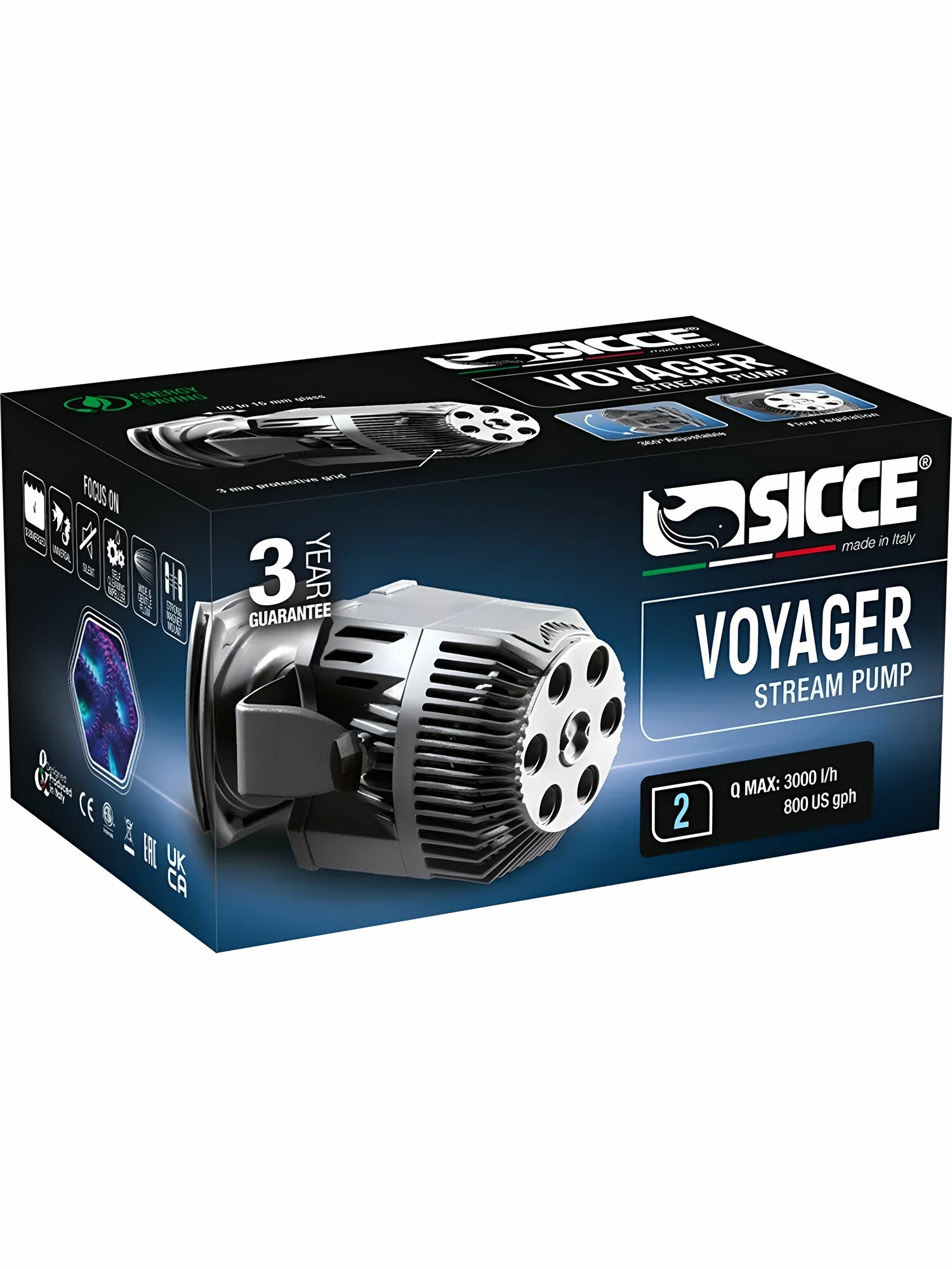 Помпа течения для аквариума SICCE "Voyager", 3000 л/ч, 98168