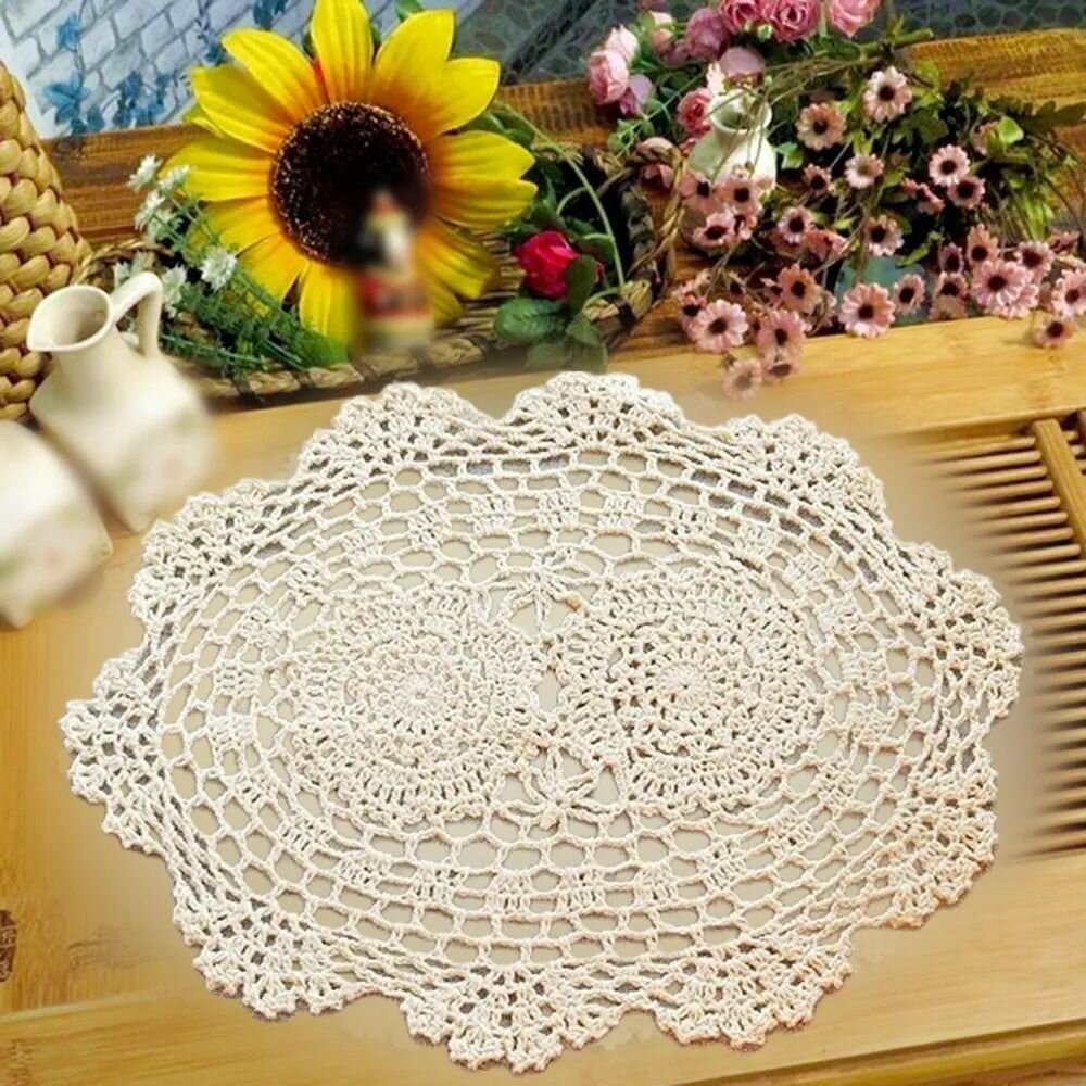 OZ-EVEA Овальная салфетка для стола, винтажная ручная работа крючком, хлопковые кружевные салфетки, цветочные
