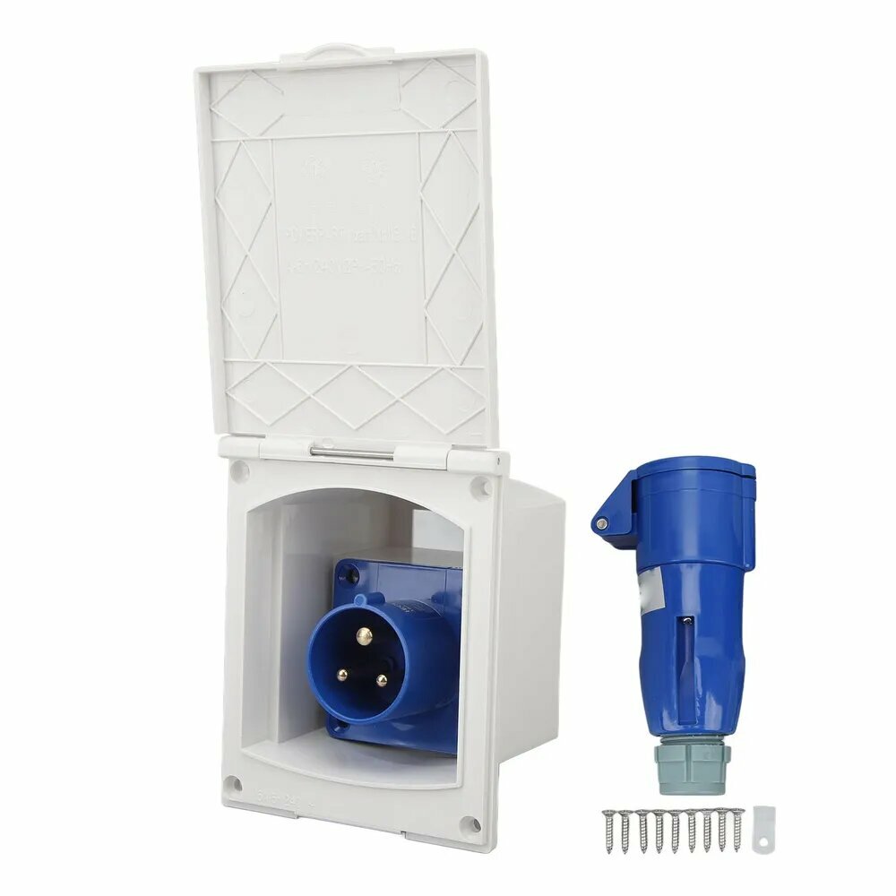 Разъем питания для автодома Порт для подключения аксессуаров для ремонта автодома Вилка внешнего источника питания 220 250 В, белая розетка 16 А и синяя материнская плата 16 А