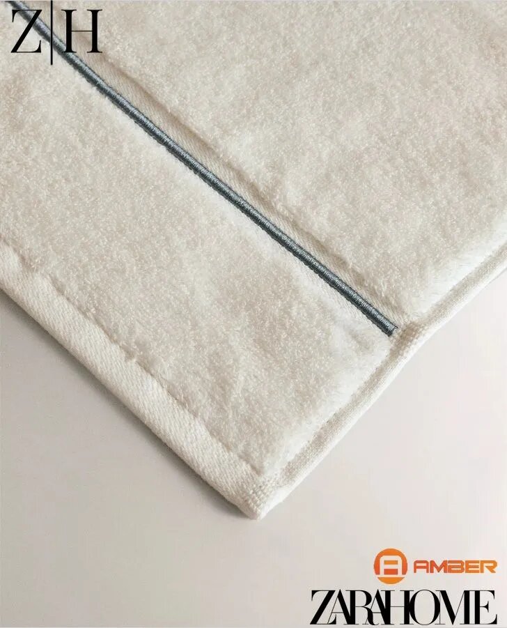 ZARA HOME Полотенце для ванной Банное полотенце, Вата, 30x50 см, белый, голубой, 1 шт.
