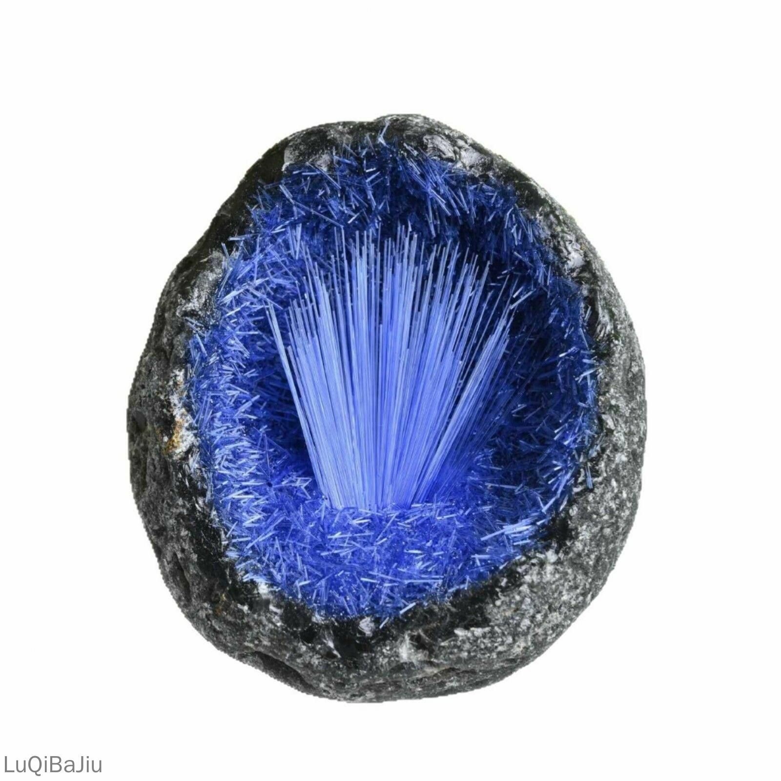 Натуральный друз апатита с синими иглами, коллекционный минерал 50-100 г + шар из кристалла