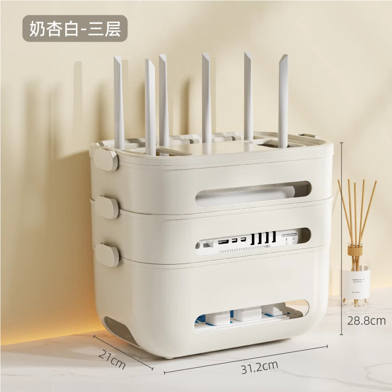 Коробка для хранения WiFi роутера, полка для ТВ-приставки, настольная розетка, органайзер для беспроводного модема и кабелей