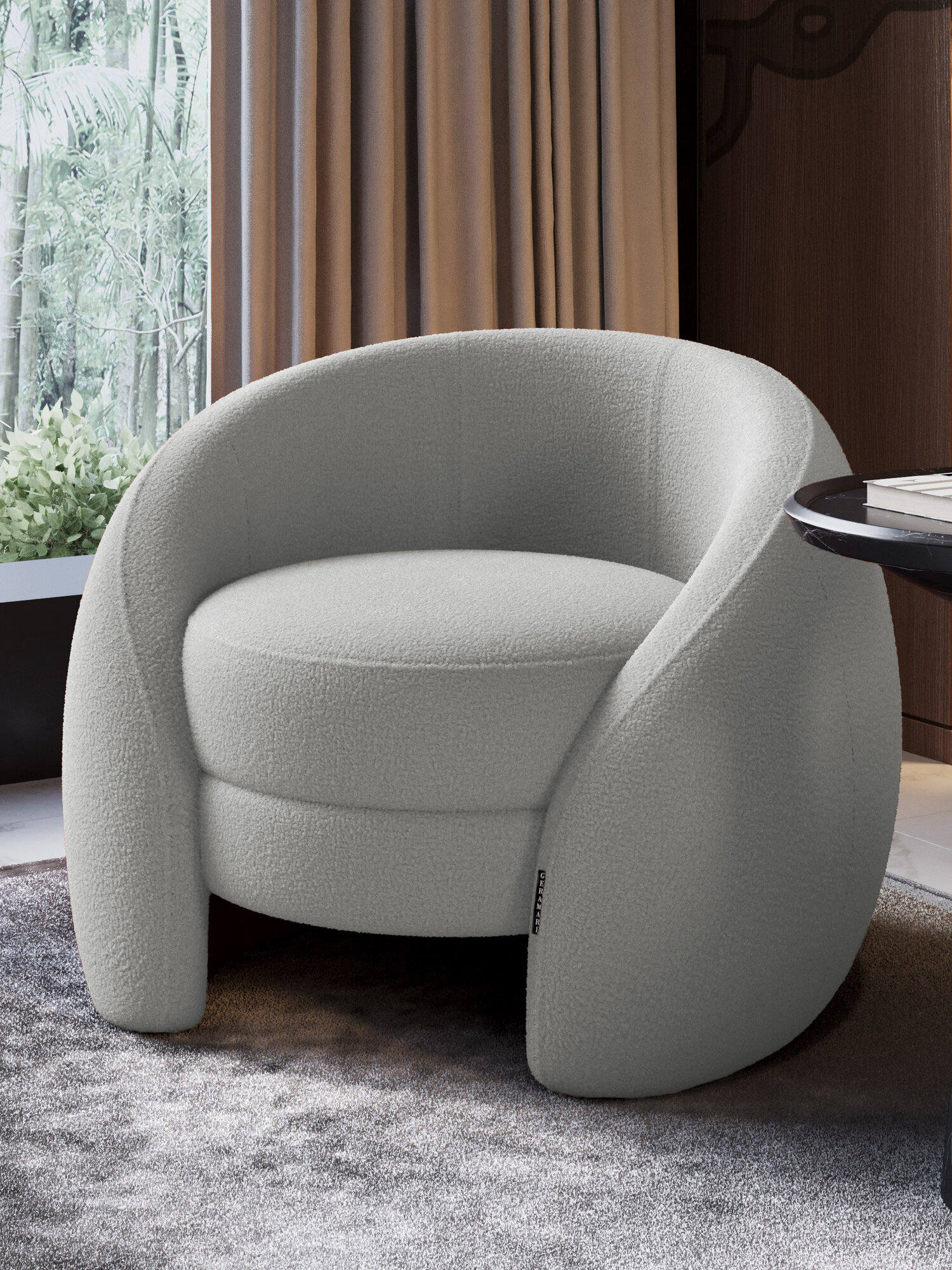 Кресло дизайнерское Galassia, букле серый bravo smoke 72х76х76 см