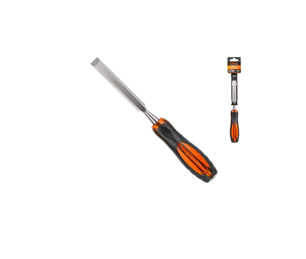 Стамеска STARTUL ST4072-14, 14 мм, хромованадиевое лезвие, обрезиненный двухкомпонентный хват