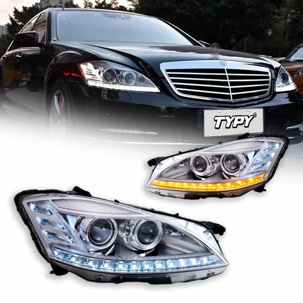 Фары LED для Mercedes-Benz S-Class W221 2006-2009, передние фары с ДХО — замена и обновление внешнего вида