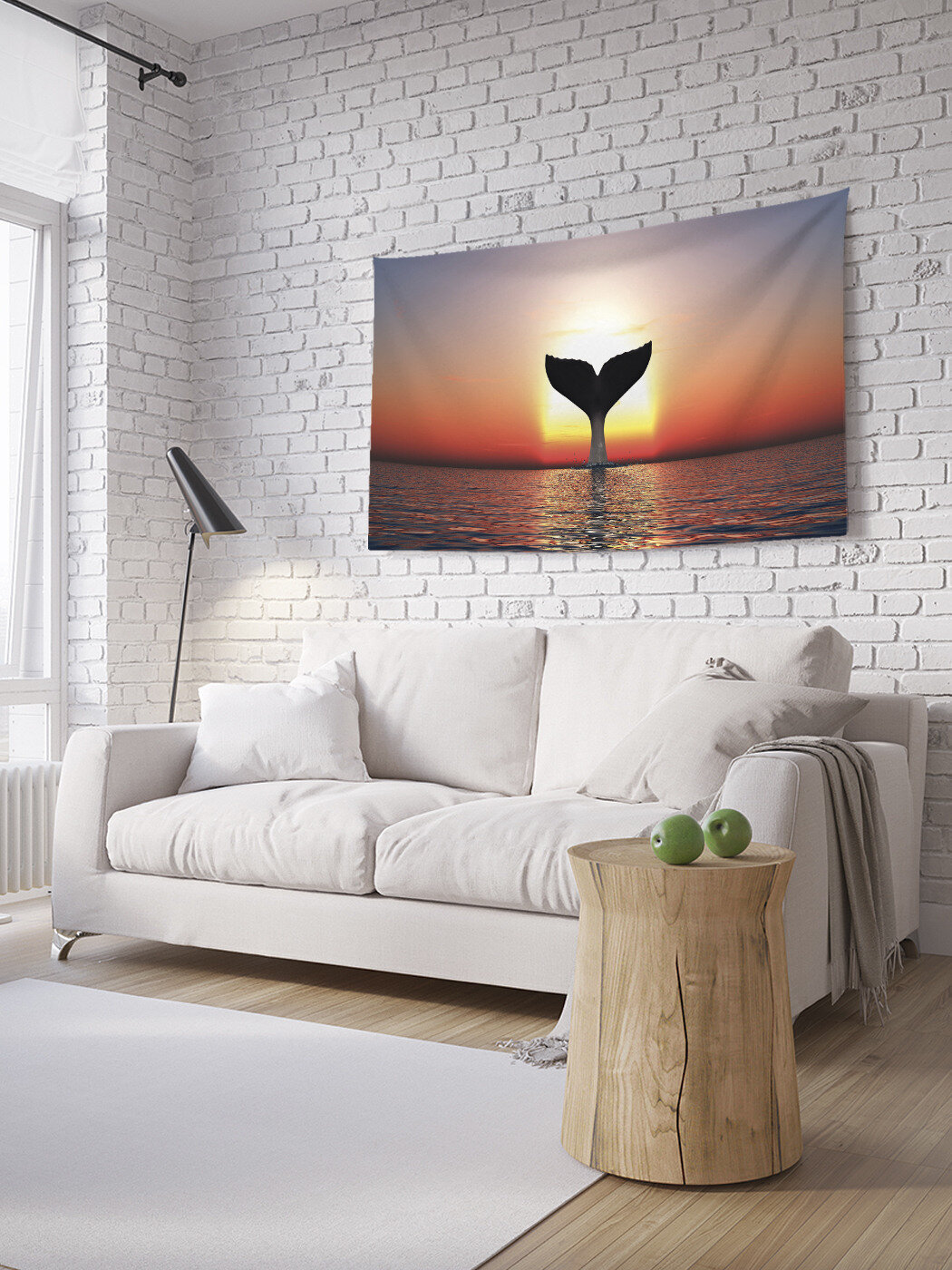 Горизонтальное фотопанно на стену "Хвост кита", 150x200 см