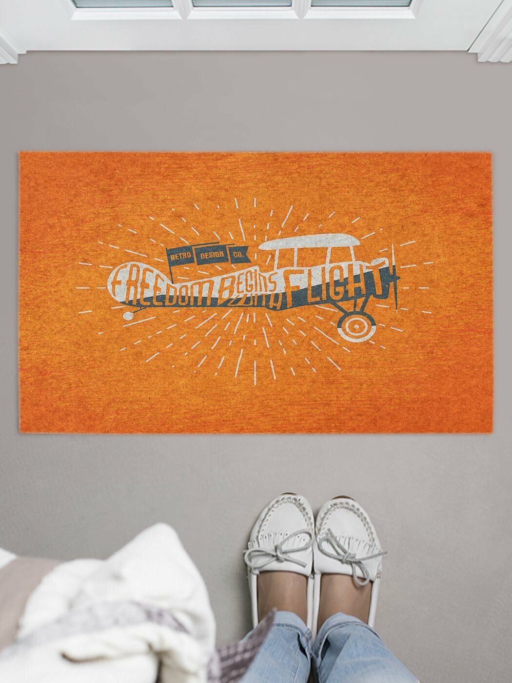 Коврик придверный в прихожую с принтом "Свободный полет" 45 на 75 см , JoyArty