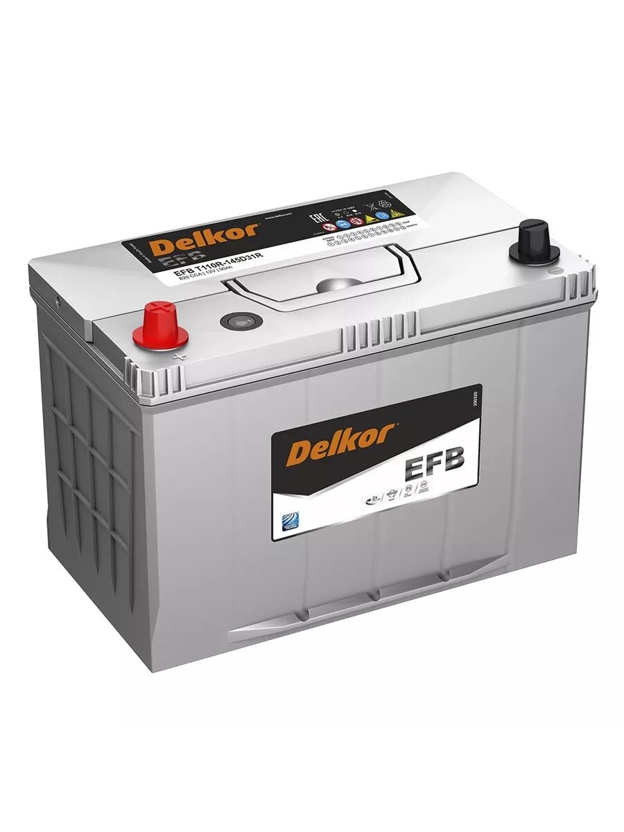 Аккумулятор DELKOR EFB 145D31R 12V 90Ач прям. пол.