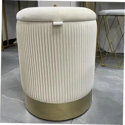 Круглый туалетный столик, стул для макияжа, скамейка для хранения, туалетный столик, бархатный пуф, мебель для дома, диаметр 35 см Dia35xH42cm white