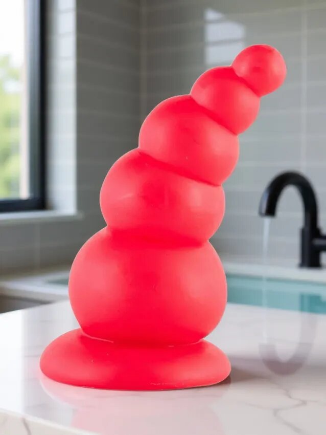 Анальная пробка ToyFa Black & Red, силикон, водонепроницаемая, 13см