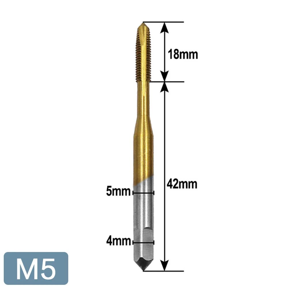 STONEGO Метчик с титановым покрытием HSS6542 M3/M4/M5/M6/M8 1PC(M5)