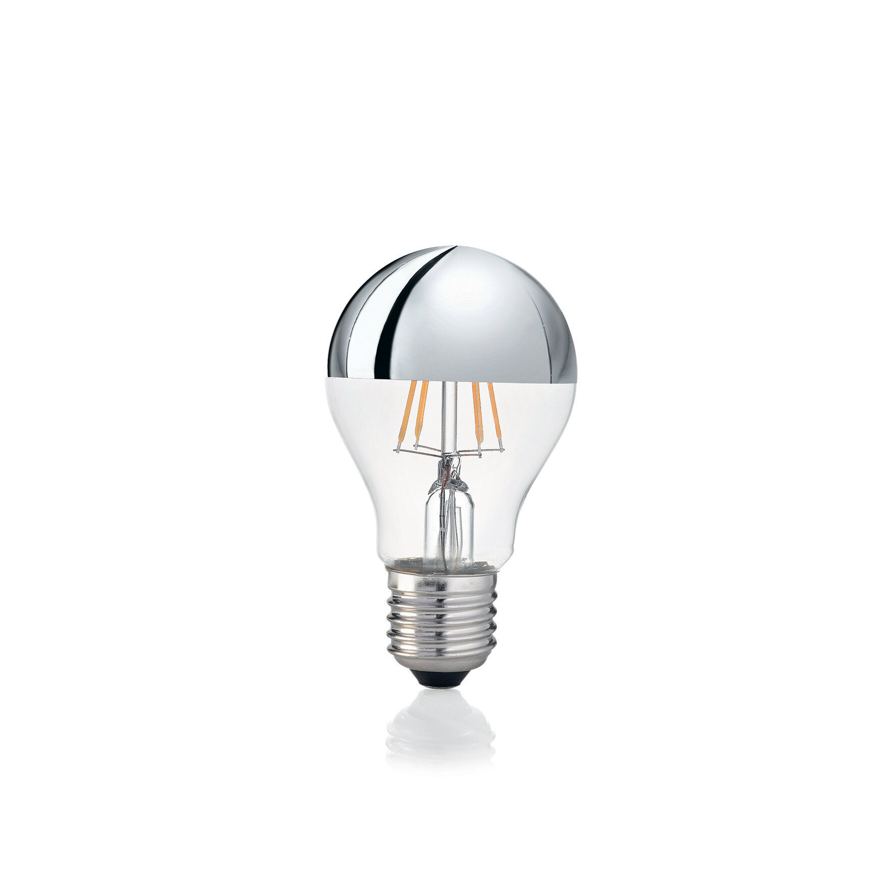 Лампа филаментная Ideal Lux Goccia A60 Груша 8Вт 770Лм 3000К CRI80 Е27 230В Прозрачный/Зеркальный верх Не диммируемая 123882