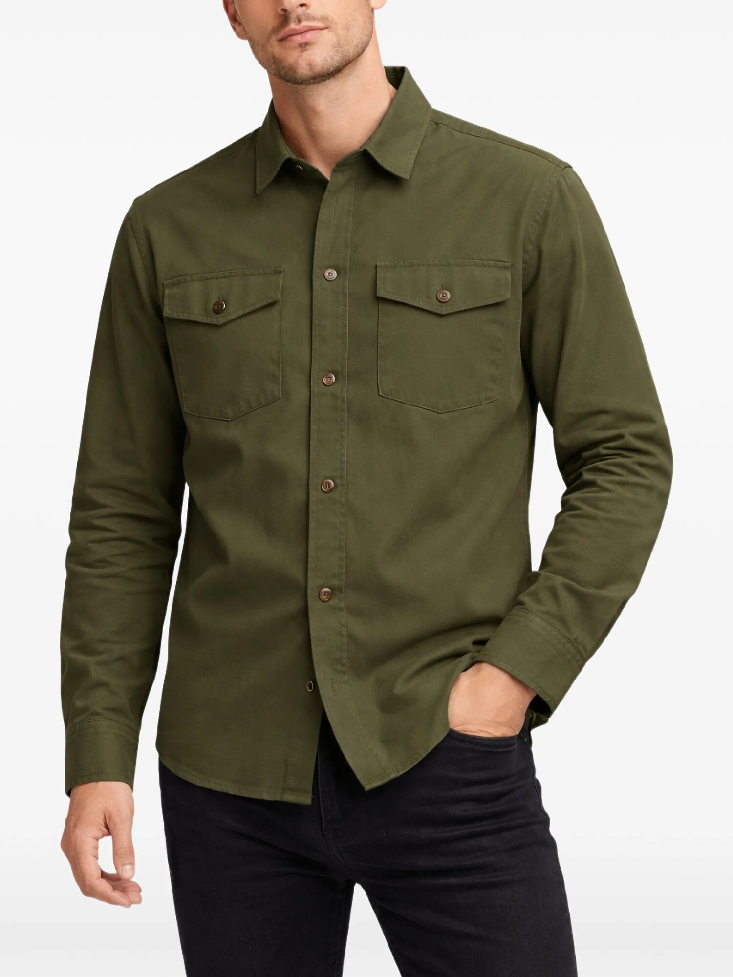 Куртка FRANZESE Chest-pockets button-down jacket, размер 52, green — фото 1