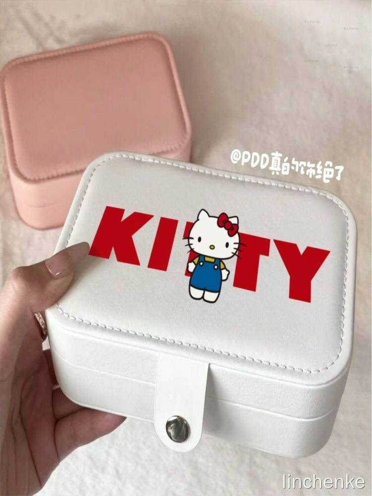 Шкатулка для украшений Hello Kitty, 17x12 см, с замком, розовая и белая, для дома, подарок, коробочка