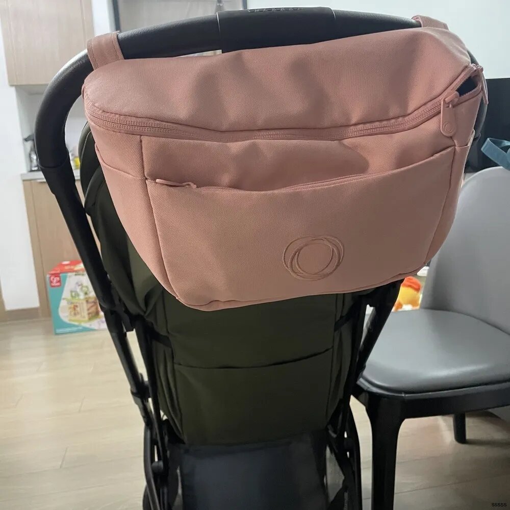 Органайзер для коляски Bugaboo черный из политекса с молнией. пудрово-розовый цвет сакуры