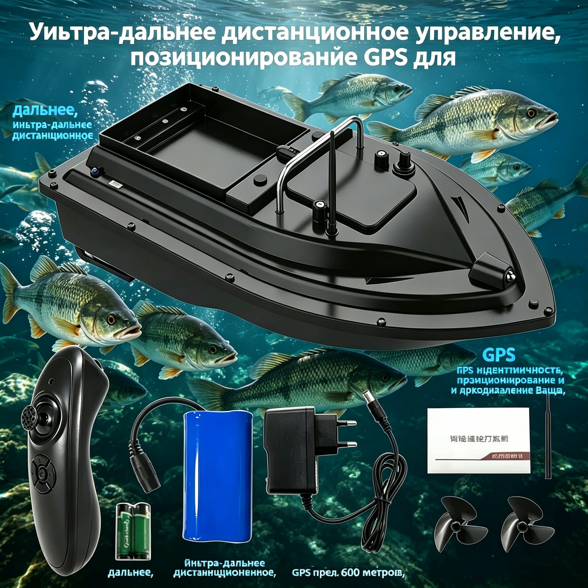 Радиоуправляемая прикормочная лодка для рыбалки, кормушка для прикормки рыбы на дистанции