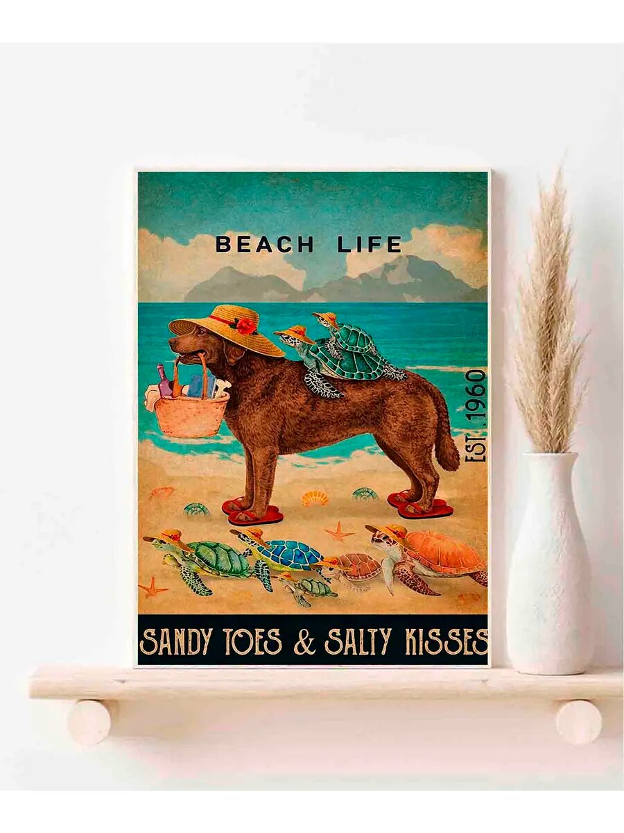 Чесапик-бей-ретривер, Beach Life 1960, Плакат 30x42см