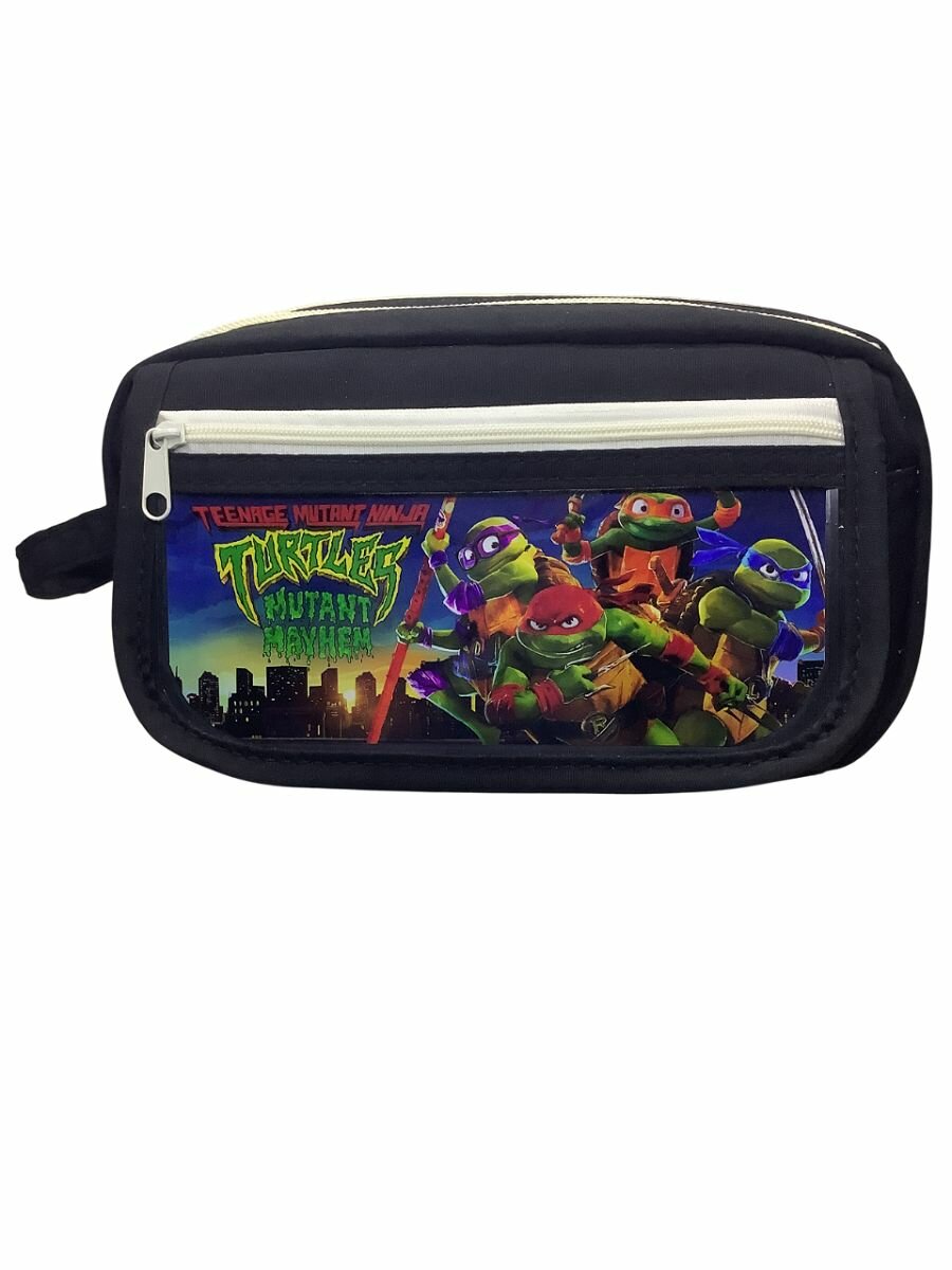 Ninja turtles пенал черепашки ниндзя школьный для подростка 2 отделения 20x11x7см двухсекционный для школы подростковый