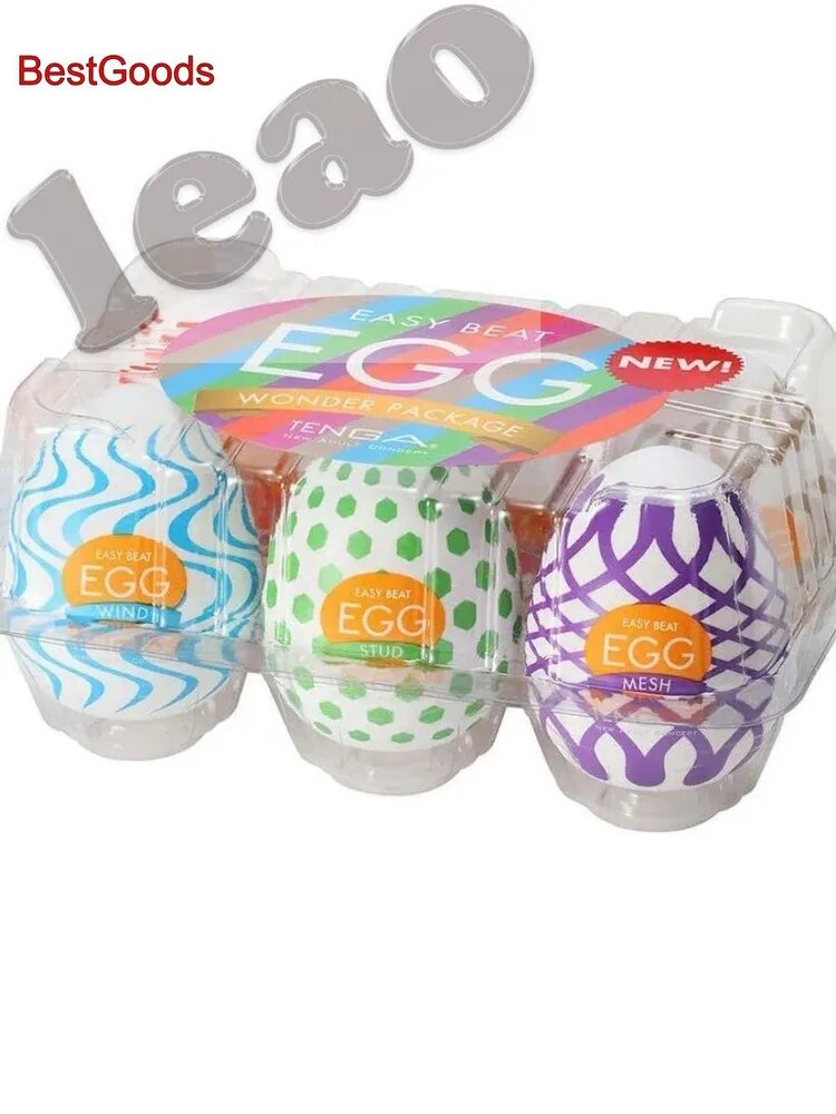 Мастурбатор TENGA EGG - IV набор из 6 одноразовых рельефных стимуляторов яйцо тенга с пробником лубриканта(белый, голубой)