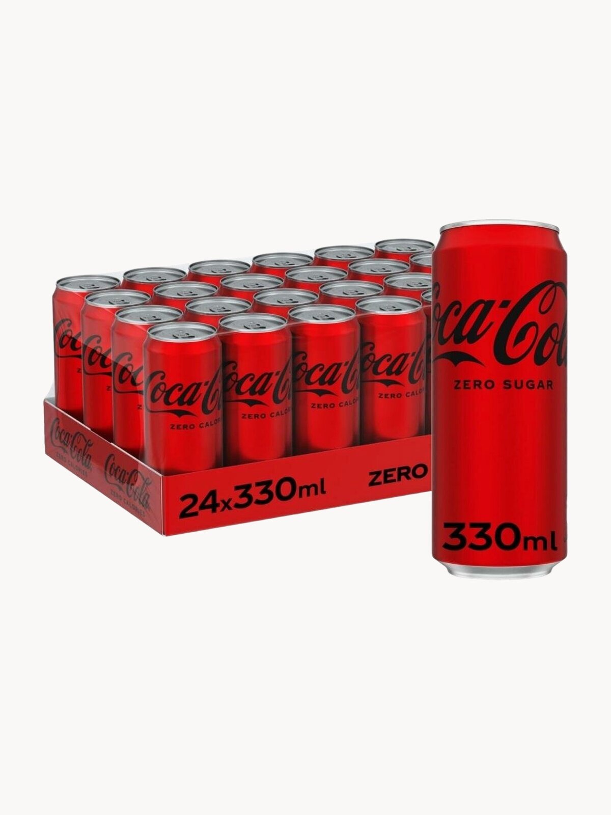 Coca Cola Zero, 0.33 л, 24 шт, банка, газированный напиток Кока Кола Зеро, жб, без сахара, диетический)