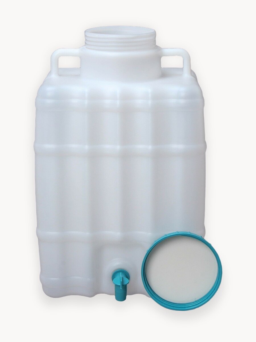 Канистра - умывальник пищевая Альтернатива «Бочонок», объём 20 л, пластик, белая, крышка микс