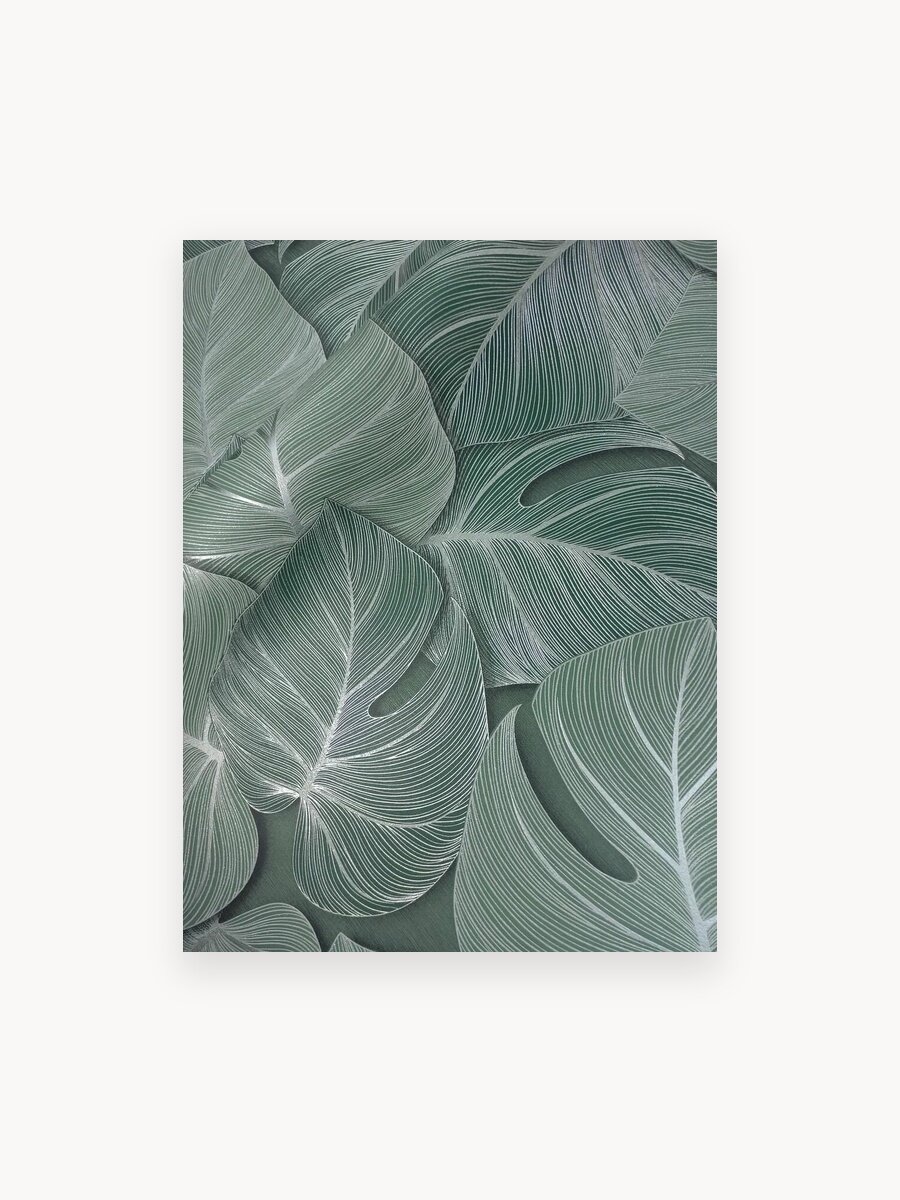 Обои Wallberry "Грейс" 1.06x10.05м, флизелиновая основа, виниловое покрытие, 3D эффект, зеленые