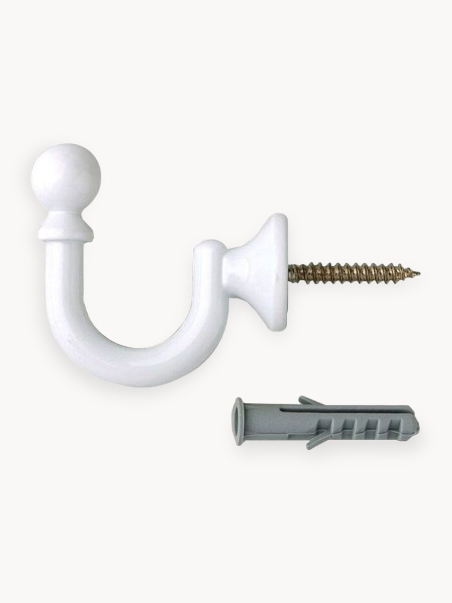 Крючок винтовой 35 мм OLEXDECO 1 шт. Белый глянец