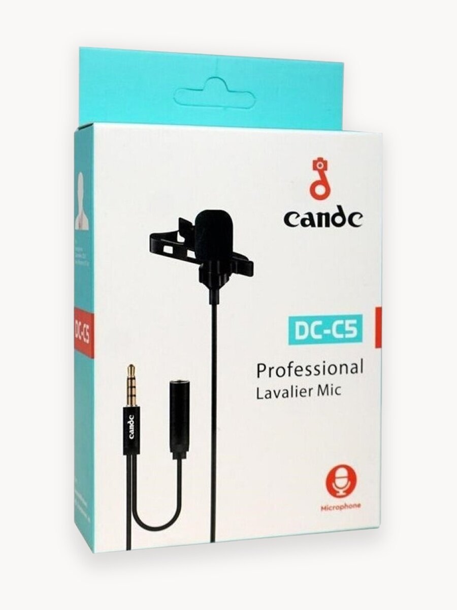 Микрофон петличный проводной CANDC DC-C5, Jack 3.5mm+AUX, черный