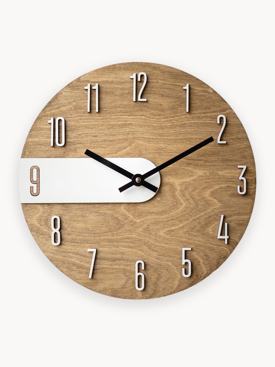 Часы настенные деревянные 28 см Woodeez | ручная работа | стиль лофт | бесшумный механизм | для интерьера и уюта