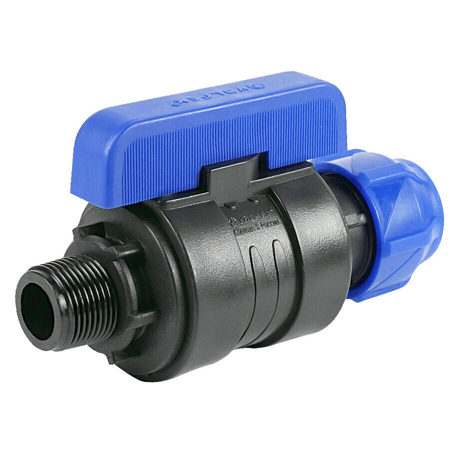 Кран шаровой ПНД компрессионный переходной 25х3/4 НР(ш)