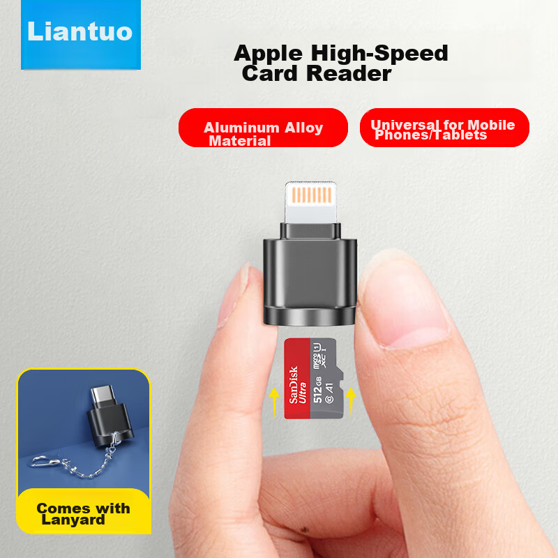 Liantuo, Apple IPhone 13 Phone Tablet TF Memory Card Reader, 14 Pro Video Image 12 Expansion, IPad Computer Conversion Cable, Micro SD High-Speed 11 Reading