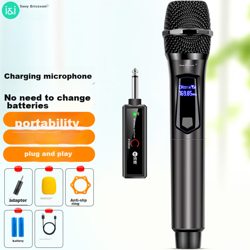 Soaiy Wireless Charging Microphone for Home KTV, Singing, Stage Hosting, Lecturing, Karaoke, Conference, Speaker, Amplifier, Universal One-To Microphone