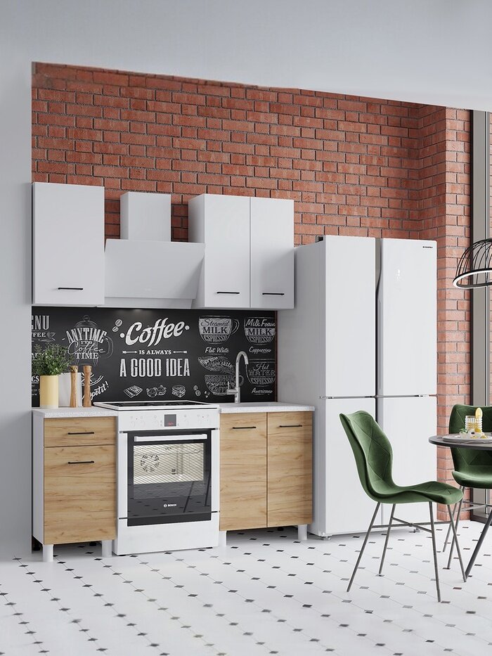 Кухонный гарнитур для маленькой кухни «Тренд», 1000 мм, цвет белый/дуб вотан