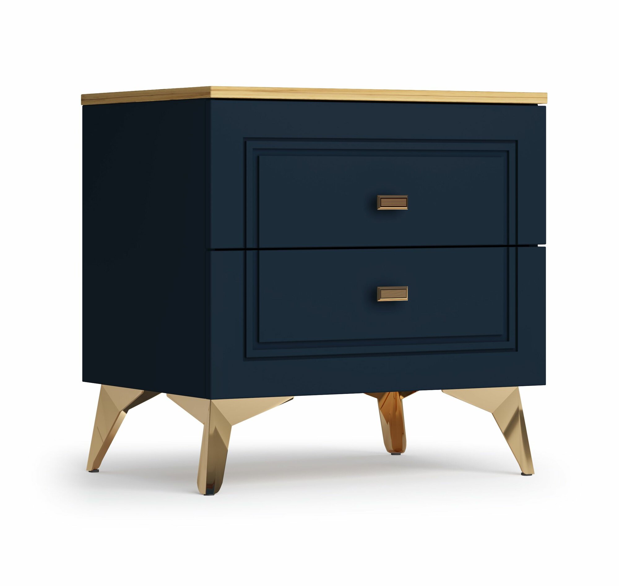 Тумба прикроватная Кураж Вега Сапфир, ЛДСП, МДФ, с ящиками, 2 шт