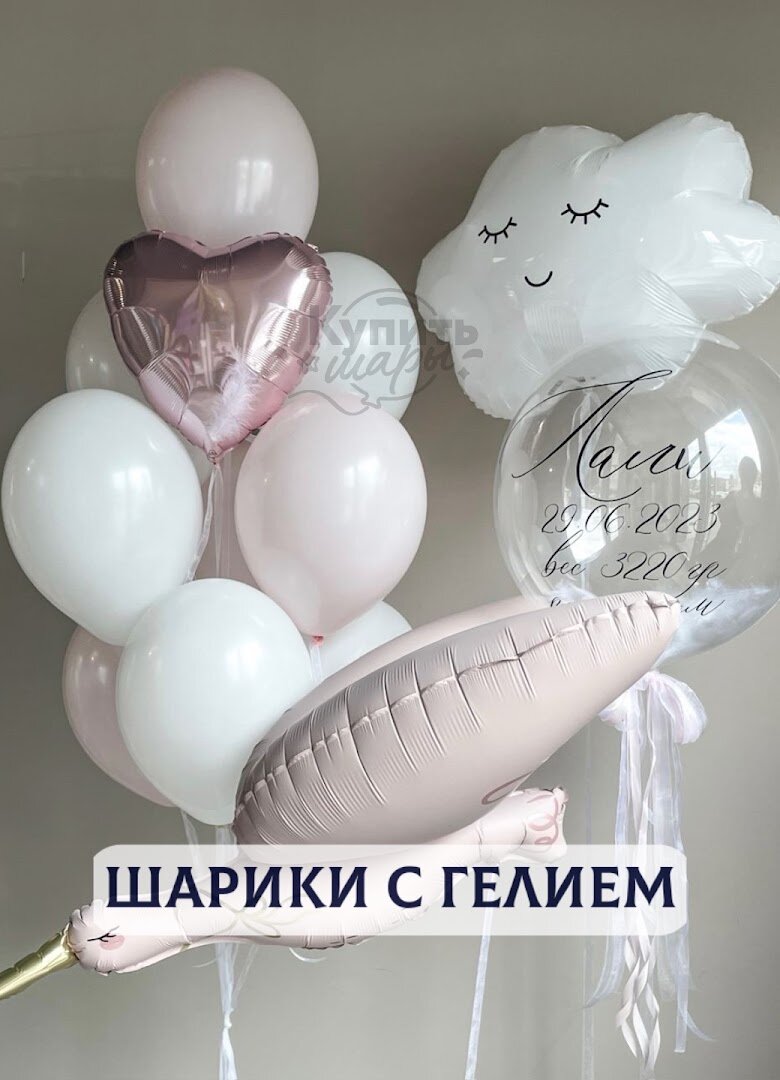 Воздушные шары с гелием, шарики воздушные на выписку для девочек №36
