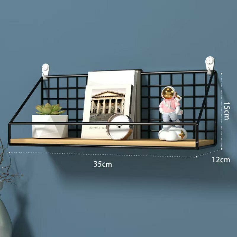 Полка настенная навесная, Стеллаж для хранения вещей, без сверления, 1 шт, черные,35*12*15 cm