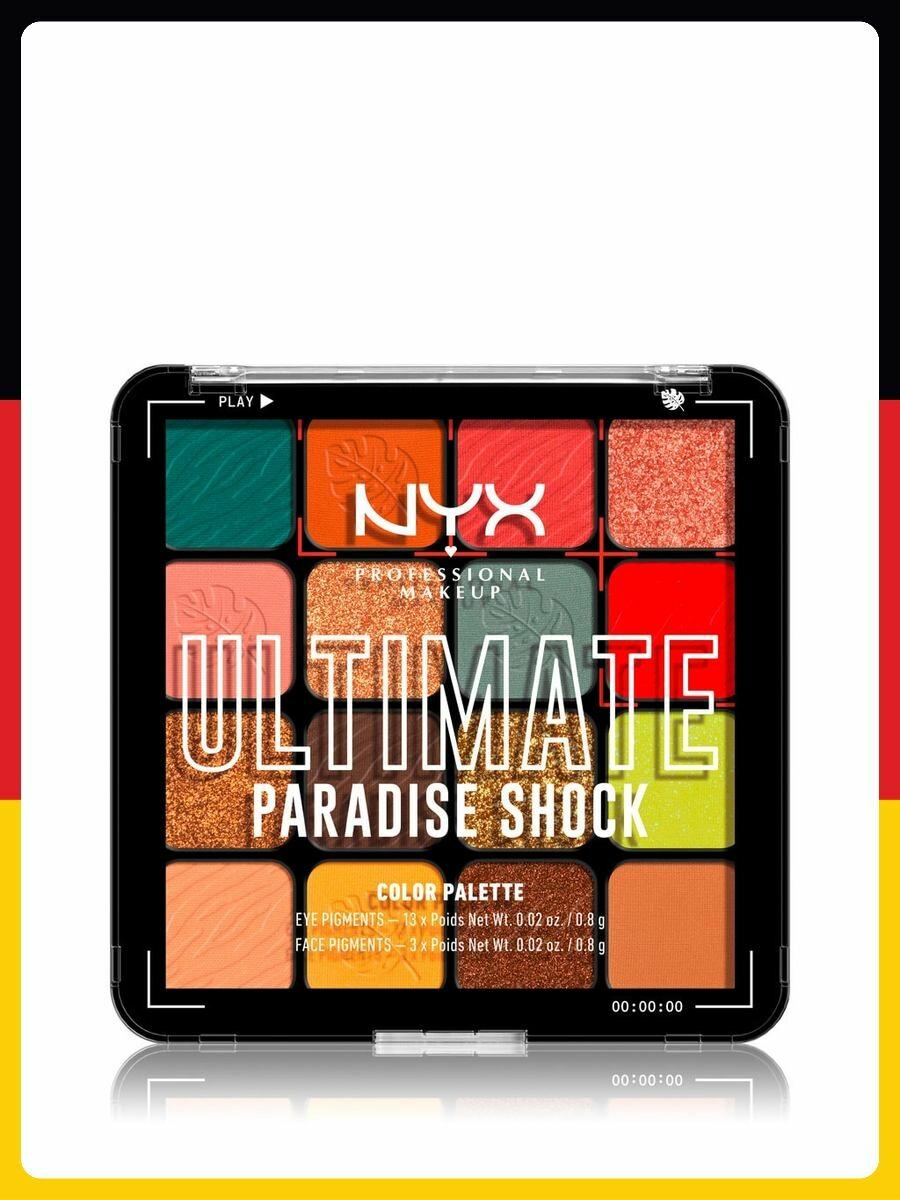 Палитра теней для век NYX Professional Makeup Ultimate Shad Pal 16-Pan, 1 шт. № 02W - Райский шок