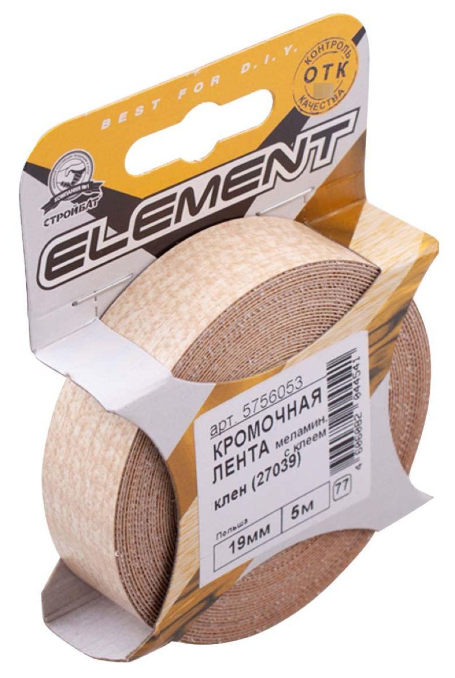Лента кромочная Element / Элемент с клеем, меламиновая, цвет клен, ширина 19мм, длина 5м / мебельная фурнитура