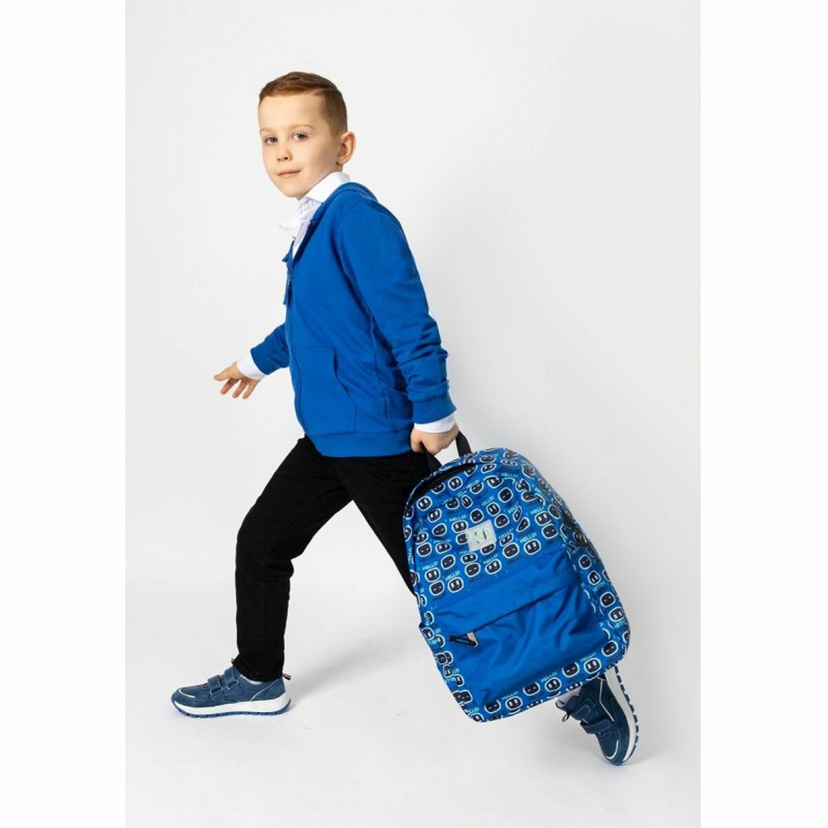 Рюкзак школьный Комус Класс Shape Robot Hello синий