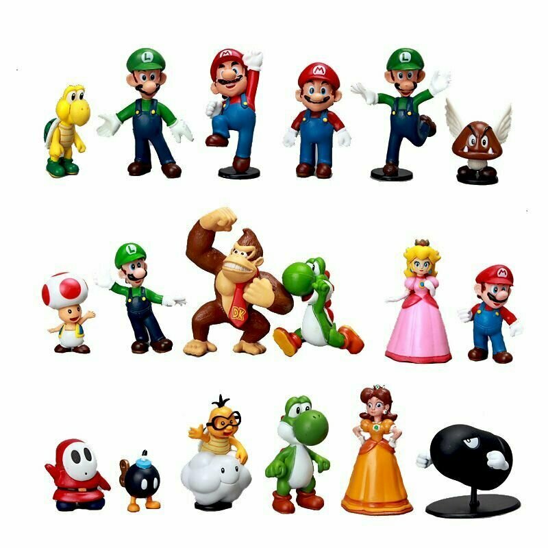18шт Братья Супер Марио Персик Луиджи Миниатюрные фигурки игрушки для детей