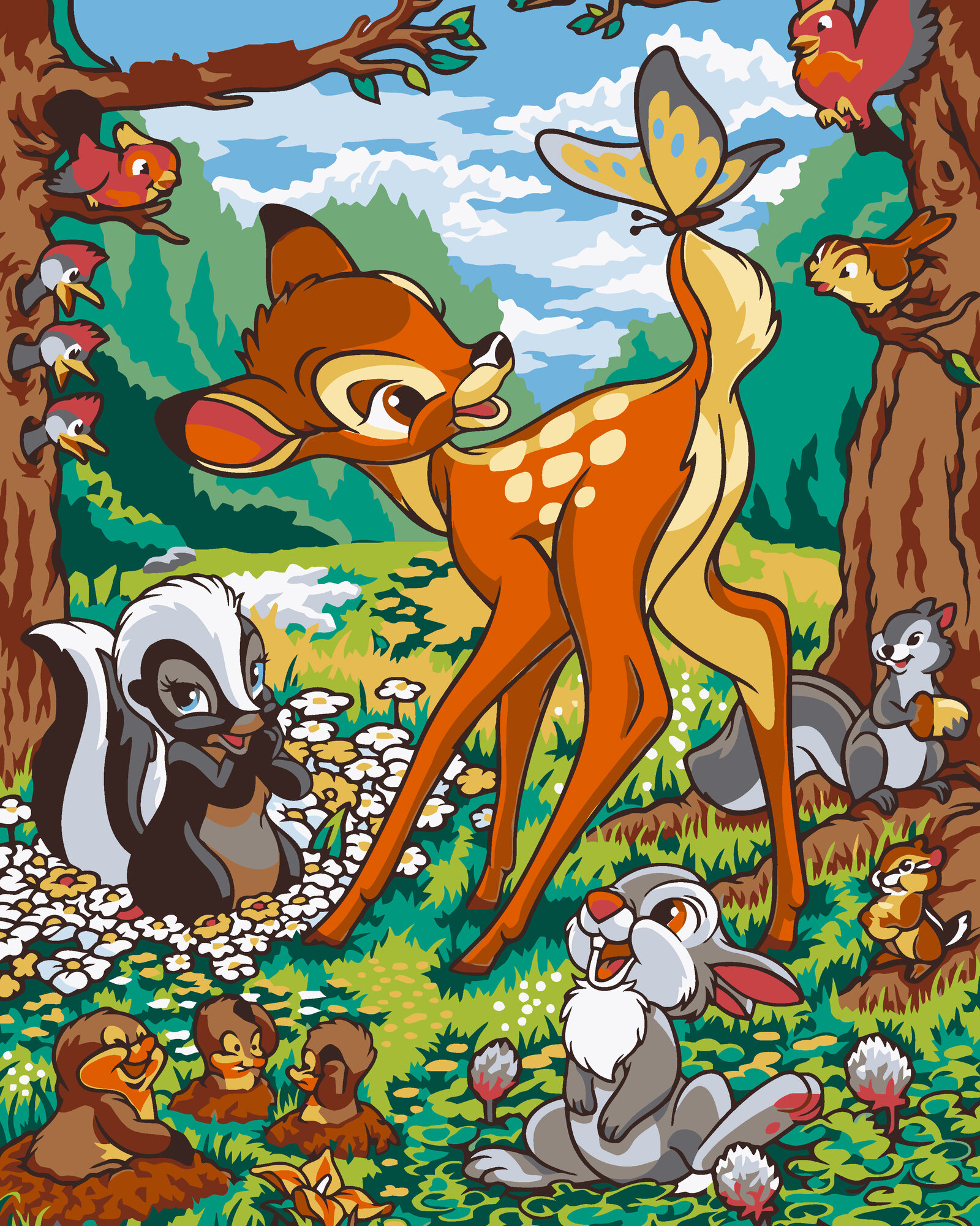 Картина по номерам Т81 "Оленёнок Бэмби с друзьями", 40x50 см