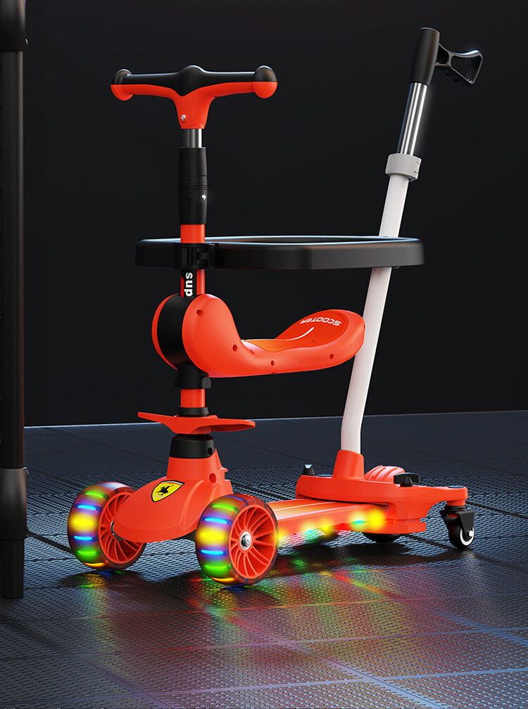 Детский самокат, 1-3-6 лет, мальчик и девочка, 3-в-1, могут ездить и кататься на самокате