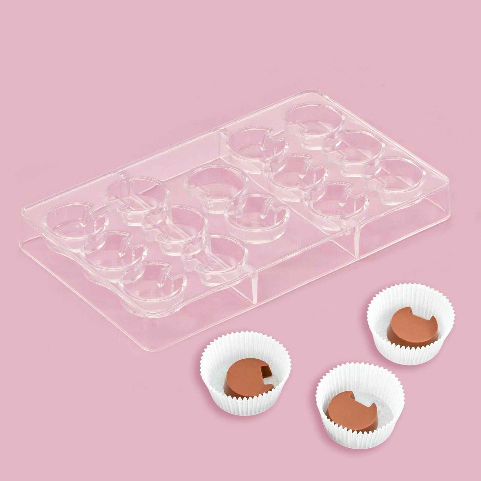 Форма для конфет и шоколада Пакман , 14 ячеек, 20 12 2.5 см, ячейка d 3 см, прозрачная, 2 шт