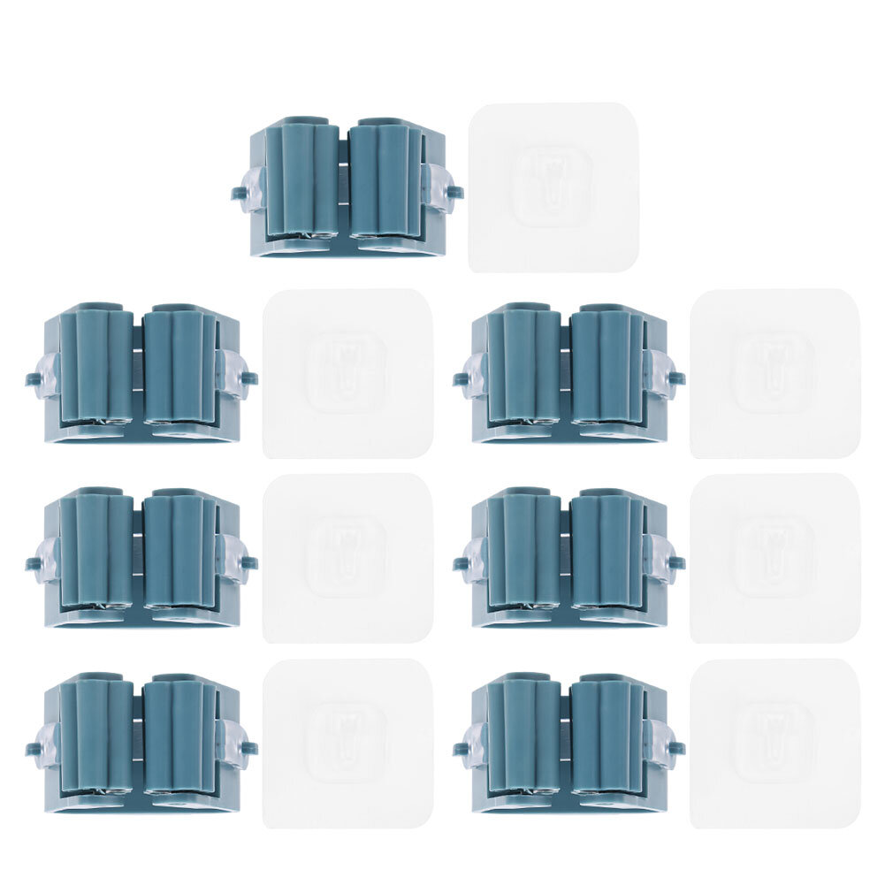 7 шт. Подвесная полка для швабр, бесшовные зажимы для пасты, крючок для ванной комнаты, держатель для метлы без сверления отверстий, для дома, фиолетово-синий