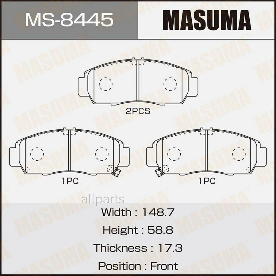 MASUMA MS8445 колодки дисковые передние!\ Honda Legend 3.5 24V 96>
