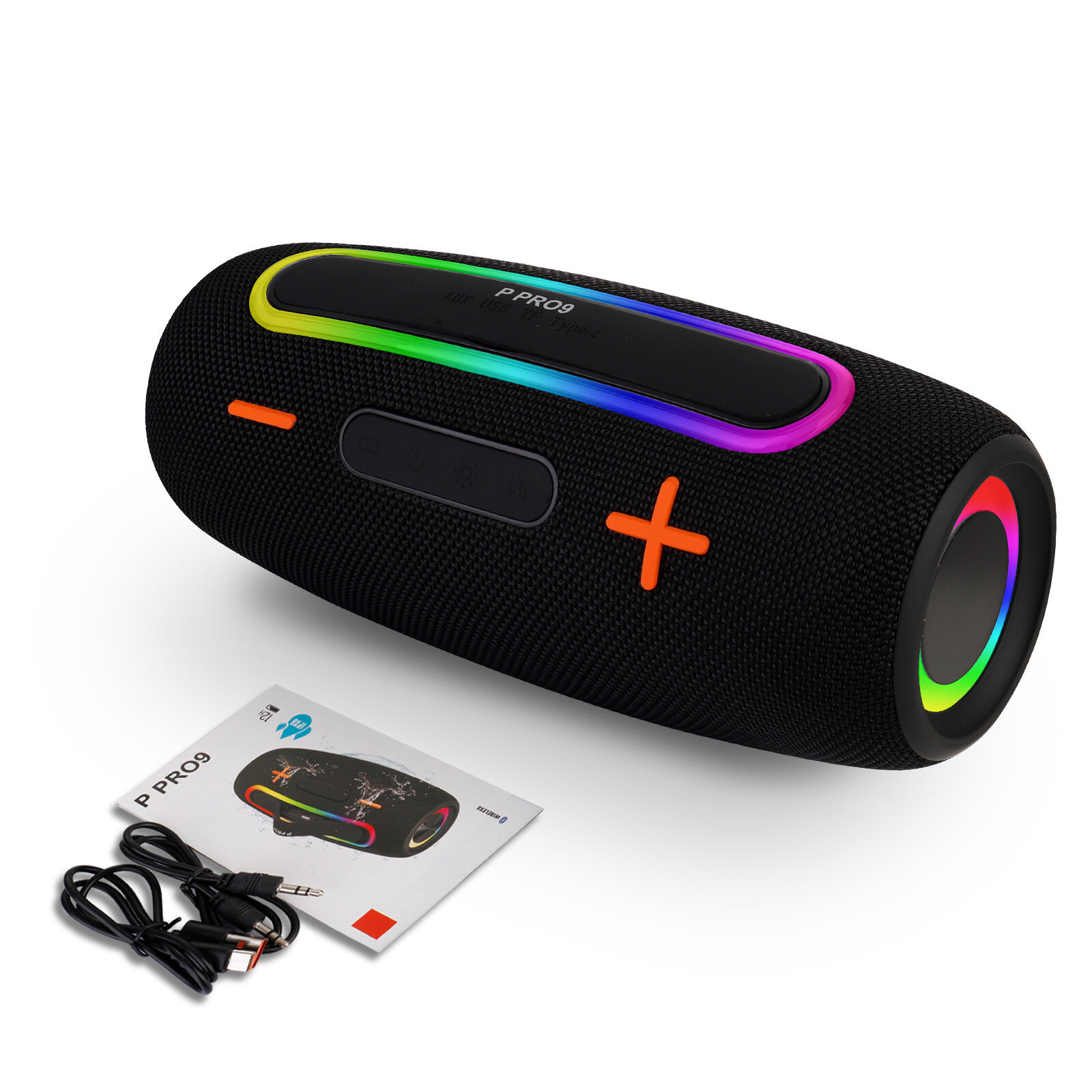 Портативная Bluetooth-колонка с тканевым чехлом, новая модель P PRO9, ручная, мощный RGB сабвуфер