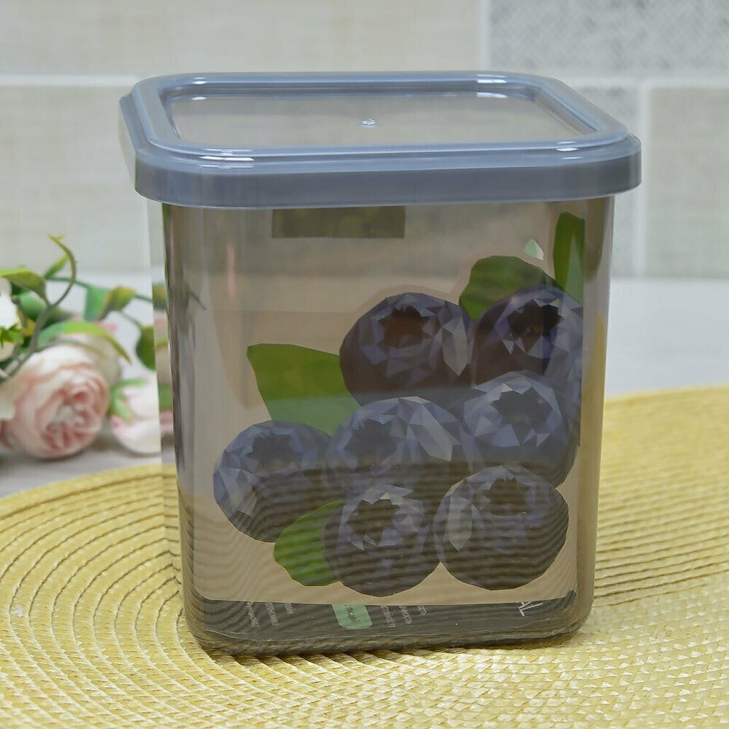 Банка для сыпучих продуктов 0,9л 'Crystal', пластиковая, с крышкой, прозрачная