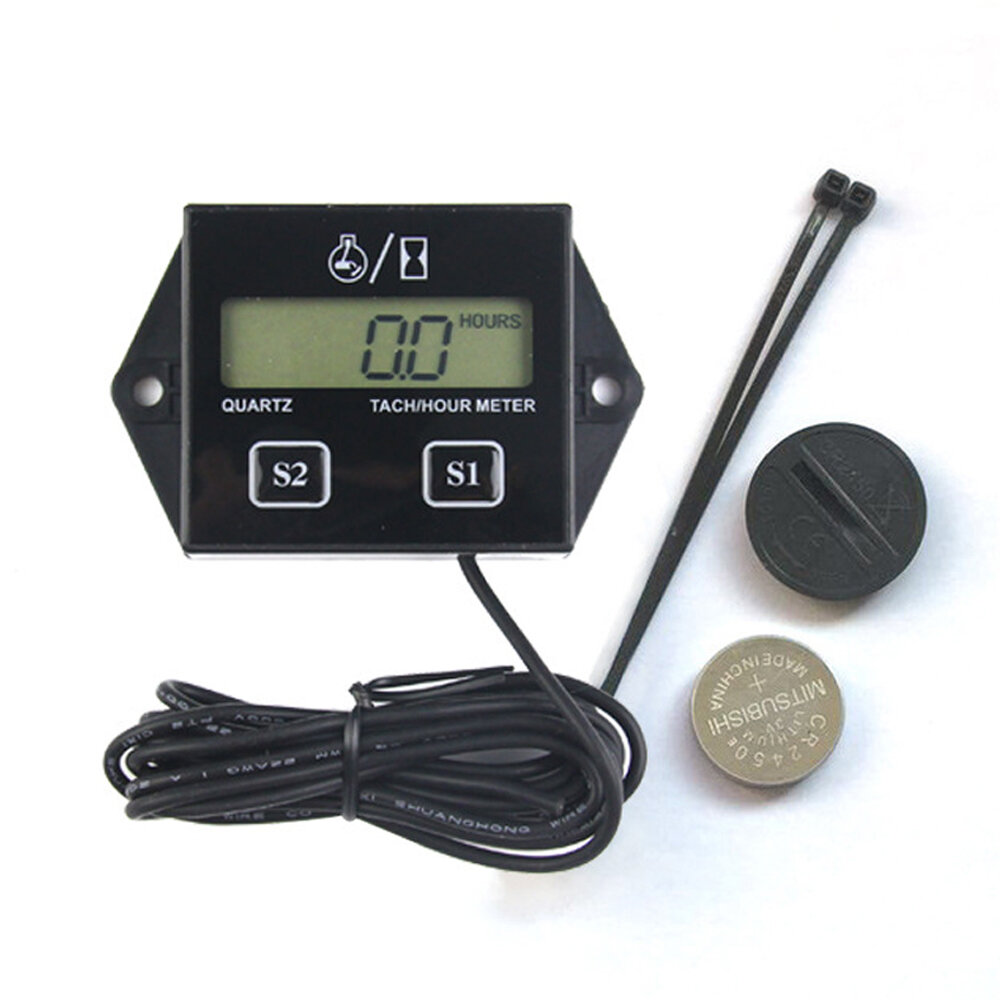 Счетчик моточасов мотоциклетный цифровой тахометр 2-тактный/4-тактный бензиновый двигатель электронный тахометр напоминание о техническом обслуживании для внедорожного мотоцикла квадроцикла газонокосилки трактора генератора бензопилы морского