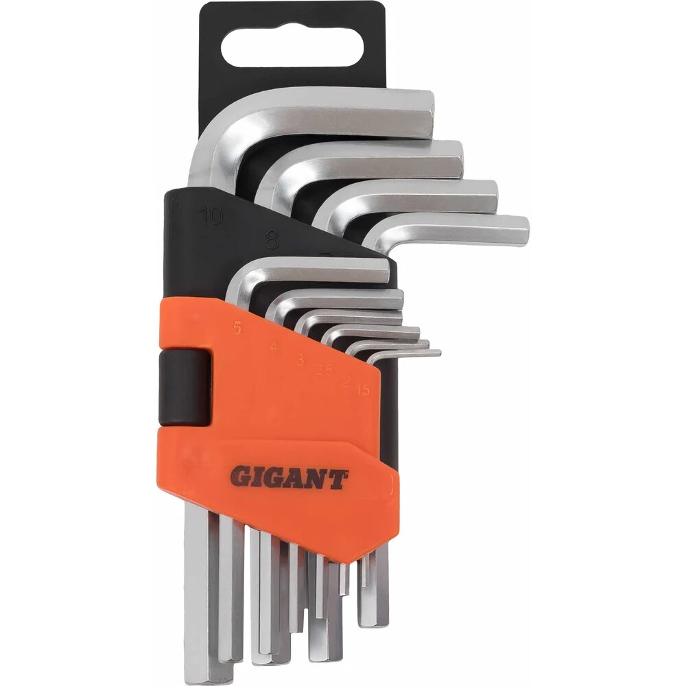 Набор шестигранных коротких ключей Gigant 10 шт GKSH-10 для компактности хранения